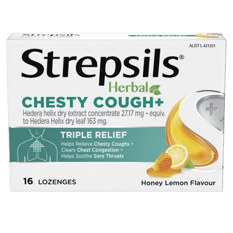 Strepsils Herbal Chesty Cough+ Lozenges Honey Lemon